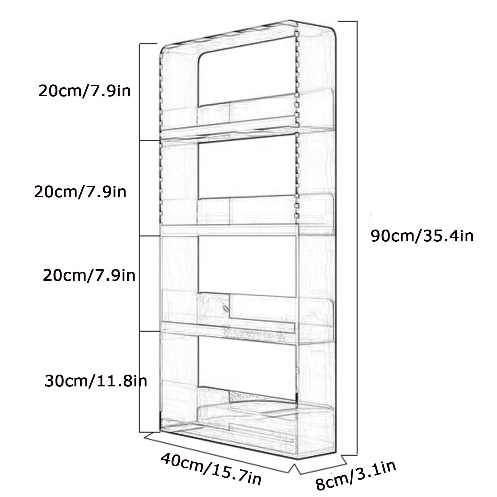 GRIPITHPY Large Acrylic Wall Mounted Bathroom Shelves, Tiered Large Capacity Makeup Floating Rack, Punch-Free Storage Organizer for Dresser, Bathroom, Toile(15.7x3.1x35.4in, Transparent)