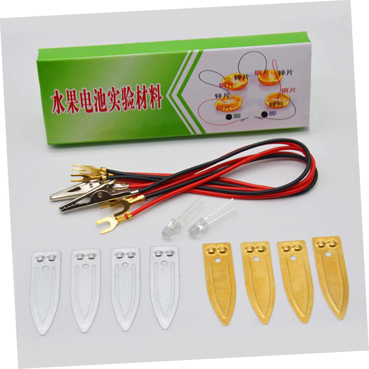 Toyvian 2 Sets Fruit Power Generation Experiment Equipment Lemon Battery Kit Fruit Battery Experimental Supplies Toy Experiments DIY Fruit Battery Power Experiment Supplies Metal