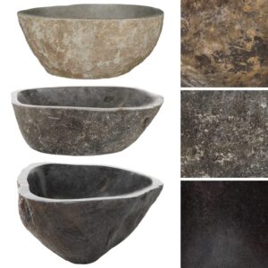 Basin River Stone Oval 14.6"-18.1",Oval Naturally-derived River Stone Wash Basin Bathroom Vanity for Modern Washrooms Bath Fixtures，Bathroom Sinks