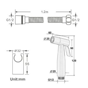 ZLOCYIVHE Handheld Toilet Bidet Sprayer, Wall Mounted Stainless Steel Brushed Bidet Faucet, Bathroom Cloth Diaper Sprayer Kit,Spray Gun Set with Angle Valve(Spray Gun Set)