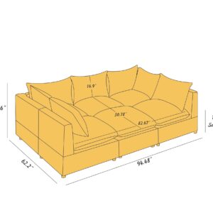 VANOMi Modular Sectional Sofa, 6 Seater Sleeper Sectional Sofa Modular Sectional Couch for Living Room