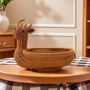 songyang handwoven wicker basket with giraffe head handle,storage basket， tan