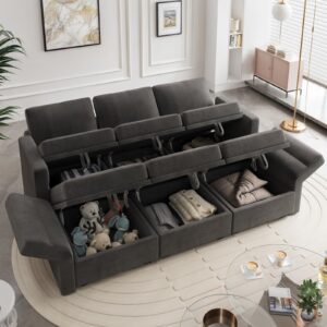 Apicizon Grey Modular Storage Ottoman for Couch Living Room Sectional Sofa Module Free Reversible Chaise Couch Convertible Ottoman Free Configuration Ottoman, Dark Grey