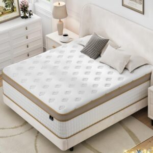 EEN EEN SLEEP Queen Size Mattress, Upgrade Strengthen 12 Inch Hybrid Queen Mattress in A Box, Mattress Queen Size with High Density Memory Foam and Independent Pocket Springs, Strong Edge Support