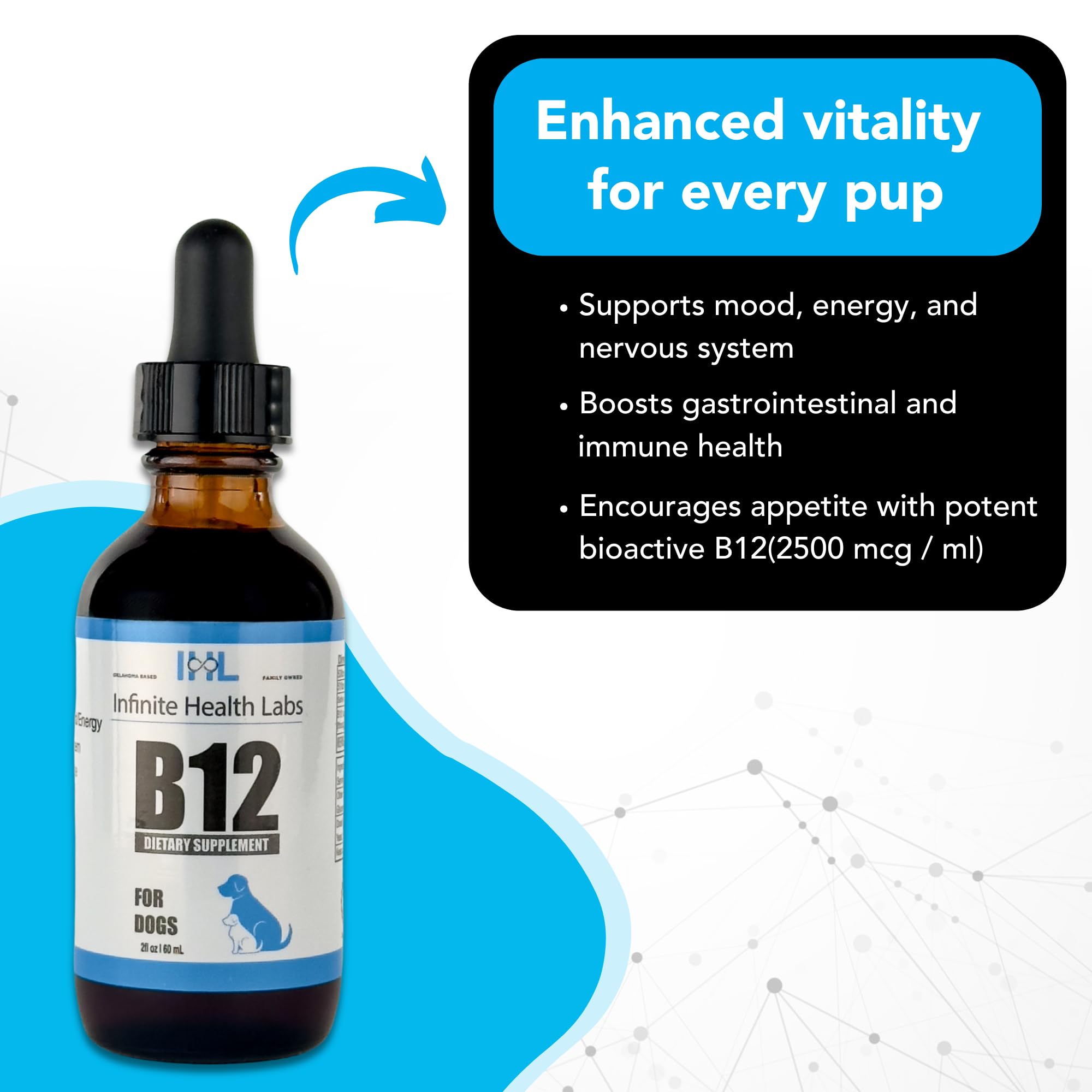 Liquid Vitamin B-12 for Dogs - Methylcobalamin Liquid Supplement for Pets - Dog Vitamins for Medium & Large Breed - Pet Vitamins and Supplements - Dog Multivitamins Liquid