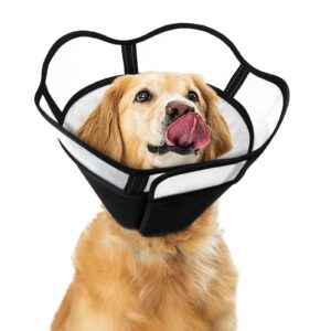 marnonsis dog cones for large dogs, soft dog cone collar for medium dogs, comfortable dog cone alternative to stop licking, adjustable large dog cone for dog after surgey (blackgrey, l)