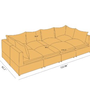 VANOMi Modular Sectional Sofa, 8 Seater Sleeper Sectional Sofa Modular Sectional Couch for Living Room