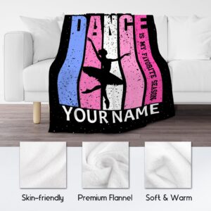 Personalized Dance Gifts, Dance Blanket for Girls Dancers, Ballerina Gifts, Custom Gifts for Her&Teacher, Flannel Throw Blankets for Couch Sofa, 40"x50" Soft Cozy Girls Blankets for Outdoor Travel