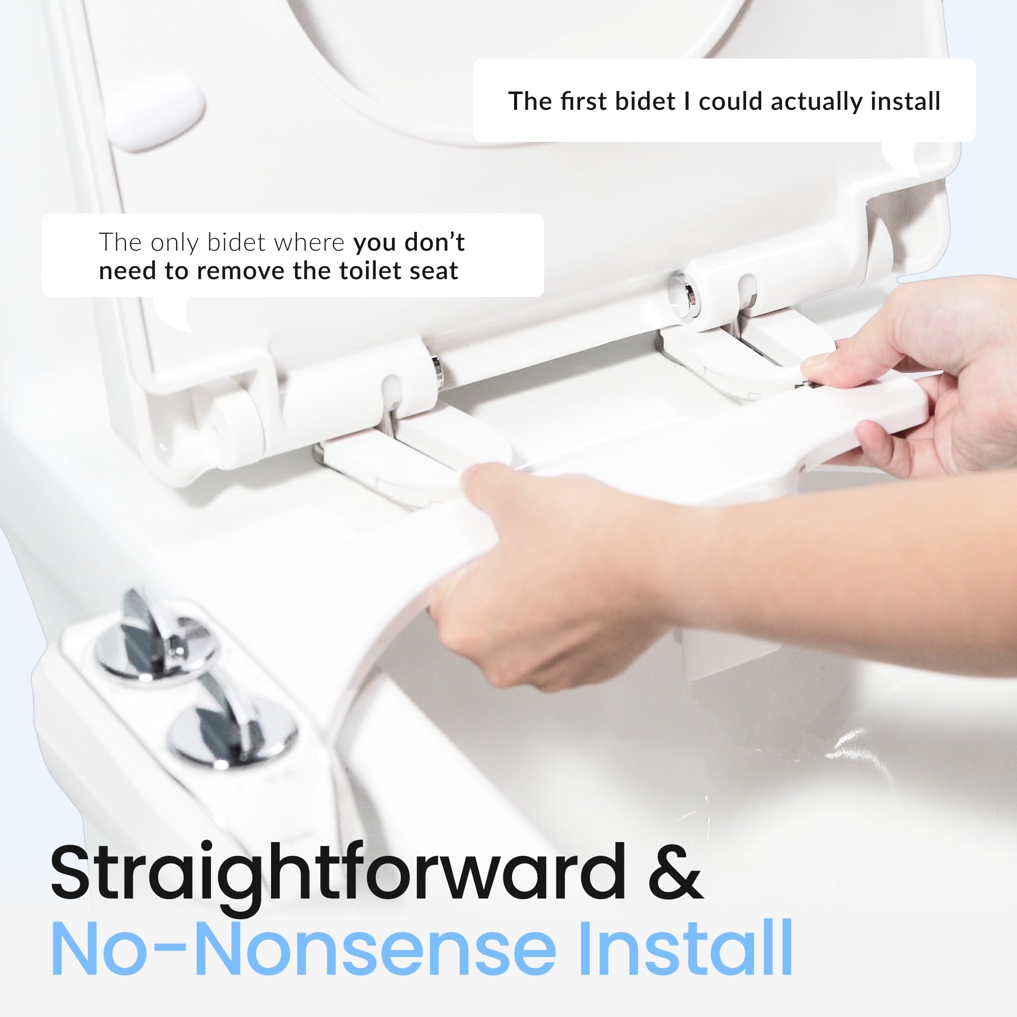 LUXE Bidet NEO 185 Plus - Value Pack of 2 - Patented Bidet Attachments for Toilet Seat with Innovative Hinges to Clean, Slide-in Easy Install, and Advanced 360° Self-Clean (Chrome and White)