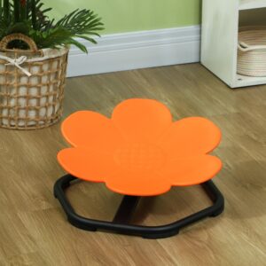 Qaba Sensory Spinning Chair, Kids Swivel Chair, Flower Shaped Sensory Chair for Autism, Kids, Toddlers, Training Body Balance & Coordination, Orange