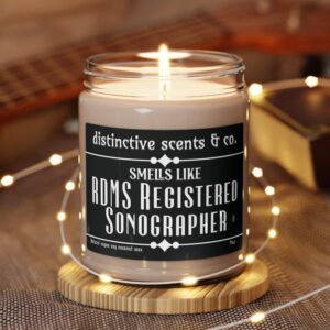 rdms sonographer gift candle for ultrasound technologists; registry for abdomen and ob/gyn exams and diagnostic imaging gifts, soy wax candle, hand poured candle, home fragrance gift