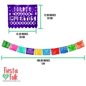 5 pack Mexican Papel picado dia de los muertos HandMade by Mexican artisans - Dia de los muertos papel picado mexicano para fiesta - Day of the dead banner mexican theme party decorations ofrenda kit