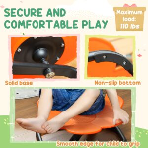 Qaba Sensory Spinning Chair, Kids Swivel Chair, Flower Shaped Sensory Chair for Autism, Kids, Toddlers, Training Body Balance & Coordination, Orange