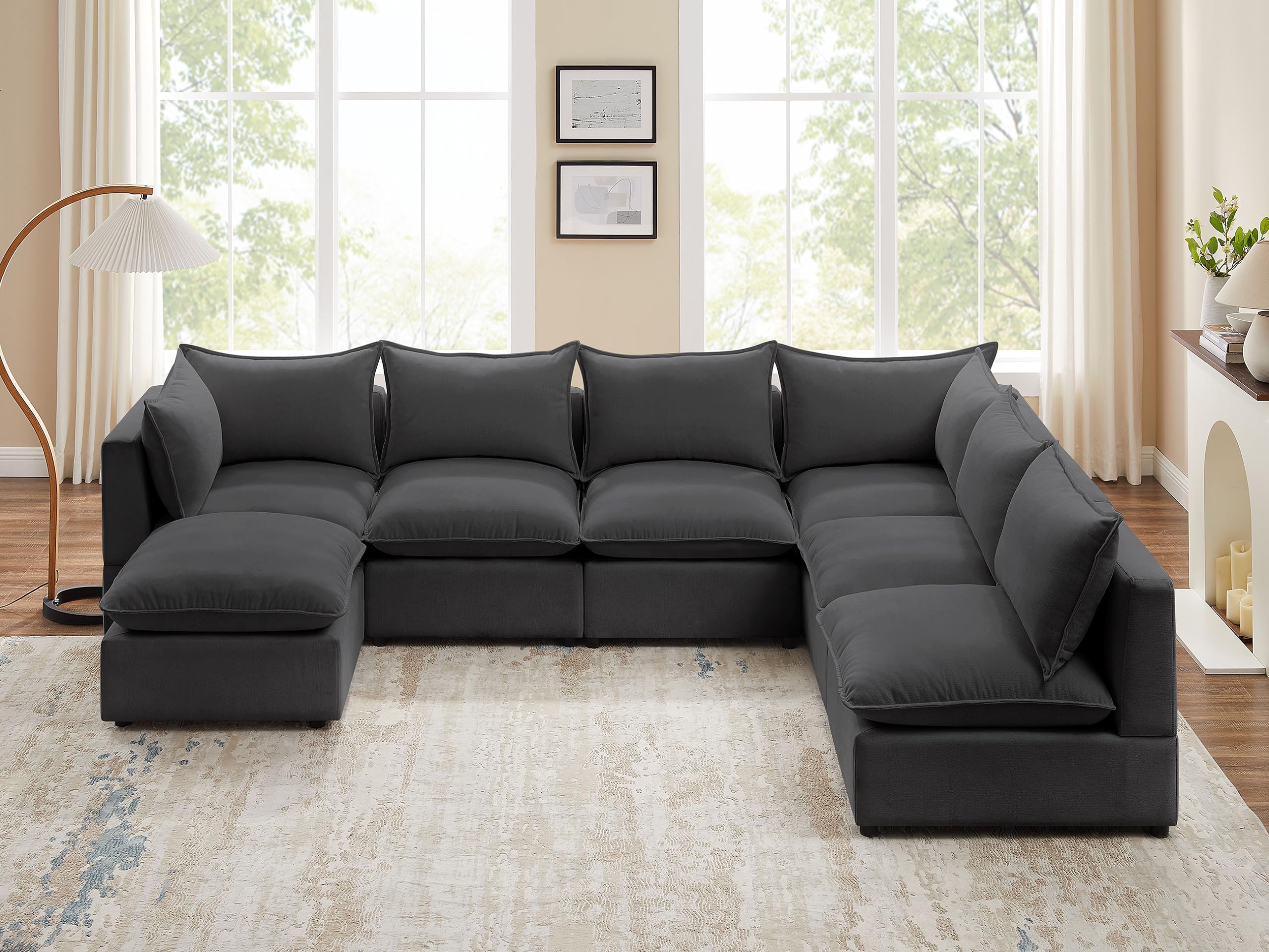 VANOMi Modular Sectional Sofa, 8 Seater Sleeper Sectional Sofa Modular Sectional Couch for Living Room