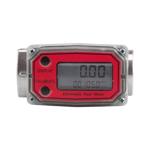 Flow Meter 5-120L/Min Multi-Unit LED Digital Aluminum Alloy Flowmeter for Liquid Fuel Gasoline Water Flow Meter High Stability and Convenient Operation (Color : HT1603, Size : A)