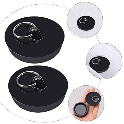 ORFOFE 2 Pcs Plug Stopper Drain Stopper Premium Sink Stopper Bathtub Water Stopper Shower Drain Bathtub Drain Cover Tub Stopper Sink Hair Stopper Suction Sink Stopper Black Pvc