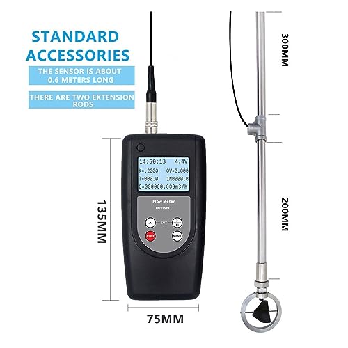 Flow Control Meter Portable Flow Meter, FM-100V5 Digital Flowmeter, Portable Flow Rate Meter Open Channel Flow Used in Petroleum,Food, Etc.