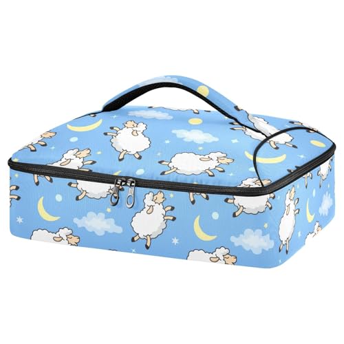 Kcldeci Insulated Thermal Food Carrier Insulated Casserole Carrier for Hot or Cold Food,Cute Cartoon Sheep Insulated Tote Bag for Potluck Cookouts Parties Picnic,Lasagna Lugger