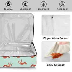 Kcldeci Insulated Thermal Food Carrier Insulated Casserole Carrier for Hot or Cold Food,Cute Cartoon Crayfishes Insulated Tote Bag for Potluck Cookouts Parties Picnic,Lasagna Lugger