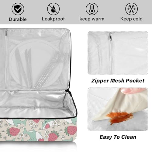 Kcldeci Insulated Thermal Food Carrier Insulated Casserole Carrier for Hot or Cold Food,Shark Strawberry Hawaii Insulated Tote Bag for Potluck Cookouts Parties Picnic,Lasagna Lugger