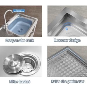 Stainless steel single bowl kitchen sinks,utility freestanding dish tub for kitchen sink,portable sink with hot and cold water,Multifunctional single bowl commercial laundry sink for kitchen,bar,garag