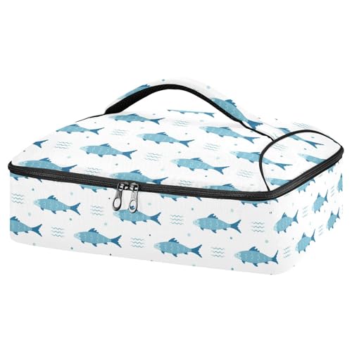 Kcldeci Insulated Thermal Food Carrier Insulated Casserole Carrier for Hot or Cold Food,Cartoon Fish Sea Life Insulated Tote Bag for Potluck Cookouts Parties Picnic,Lasagna Lugger