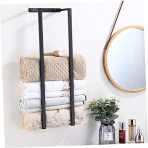 PHENOFICE Towel Roll Storage Mounted Shelves Wall Mount Shelf Bathroom Organizer Hanger Organizer Kitchen Towel Organizer Wall Mounted Towel Holder Towels 304 Stainless Steel Black