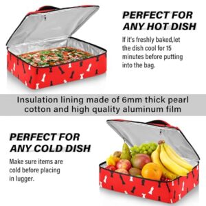 Kcldeci Insulated Thermal Food Carrier Insulated Casserole Carrier for Hot or Cold Food,Chess on Red Insulated Tote Bag for Potluck Cookouts Parties Picnic,Lasagna Lugger