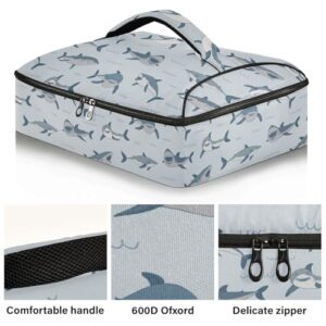 Kcldeci Insulated Thermal Food Carrier Insulated Casserole Carrier for Hot or Cold Food,Shark Sea Animal Insulated Tote Bag for Potluck Cookouts Parties Picnic,Lasagna Lugger