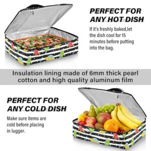 Kcldeci Insulated Thermal Food Carrier Insulated Casserole Carrier for Hot or Cold Food,Monsters Cartoon Style Insulated Tote Bag for Potluck Cookouts Parties Picnic,Lasagna Lugger