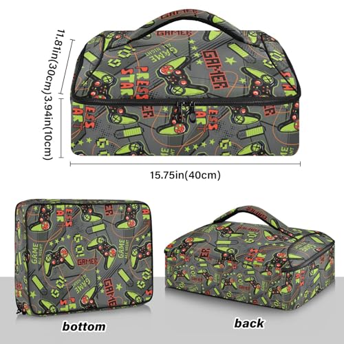 Kcldeci Insulated Thermal Food Carrier Insulated Casserole Carrier for Hot or Cold Food,Joysticks Gaming Cool Print (5) Insulated Tote Bag for Potluck Cookouts Parties Picnic,Lasagna Lugger