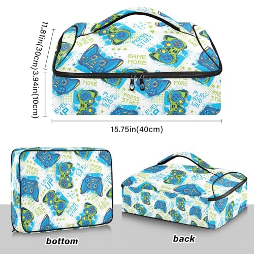 Kcldeci Insulated Thermal Food Carrier Insulated Casserole Carrier for Hot or Cold Food,Joystick Gamer Elements (2) Insulated Tote Bag for Potluck Cookouts Parties Picnic,Lasagna Lugger