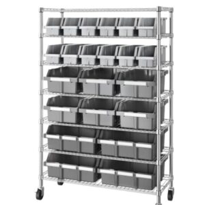 Heavy Duty Steel Wire Shelving Storage Unit, 7 Tier Bin Rack, Mobile Organizer for Garage, Warehouse, Office, Restaurant (36" W x 14" D x 56" H, 22 Bin)