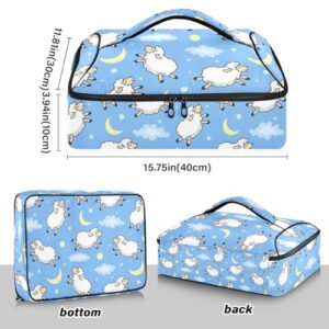 Kcldeci Insulated Thermal Food Carrier Insulated Casserole Carrier for Hot or Cold Food,Cute Cartoon Sheep Insulated Tote Bag for Potluck Cookouts Parties Picnic,Lasagna Lugger