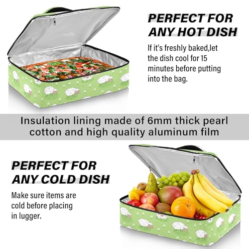 Kcldeci Insulated Thermal Food Carrier Insulated Casserole Carrier for Hot or Cold Food,Cute Sheep (2) Insulated Tote Bag for Potluck Cookouts Parties Picnic,Lasagna Lugger