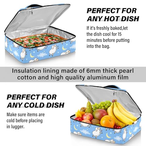 Kcldeci Insulated Thermal Food Carrier Insulated Casserole Carrier for Hot or Cold Food,Cute Cartoon Sheep Insulated Tote Bag for Potluck Cookouts Parties Picnic,Lasagna Lugger