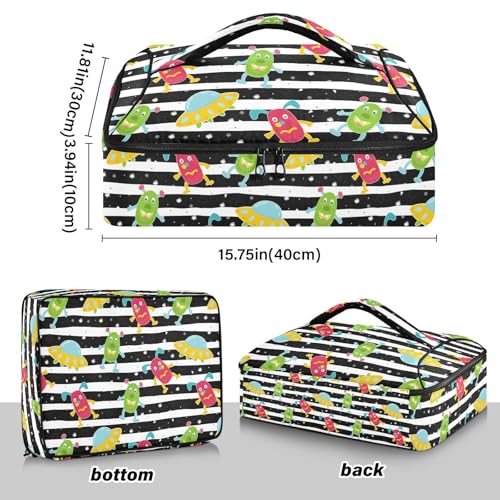 Kcldeci Insulated Thermal Food Carrier Insulated Casserole Carrier for Hot or Cold Food,Monsters Cartoon Style Insulated Tote Bag for Potluck Cookouts Parties Picnic,Lasagna Lugger