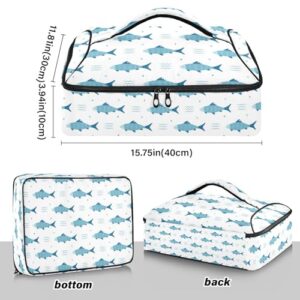 Kcldeci Insulated Thermal Food Carrier Insulated Casserole Carrier for Hot or Cold Food,Cartoon Fish Sea Life Insulated Tote Bag for Potluck Cookouts Parties Picnic,Lasagna Lugger