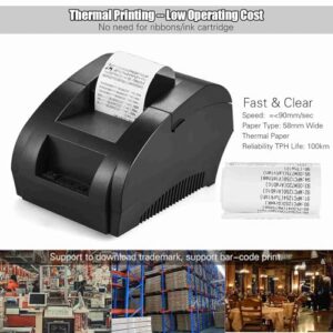 YDuupxe 58mm POS 5890k Thermal Receipt Printer USB Cash Register No Need for Ribbons Ink Cartridge Printing Equipment Used for Restaurant Personal Bill (US Plug)