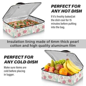 Kcldeci Insulated Thermal Food Carrier Insulated Casserole Carrier for Hot or Cold Food,Shark Strawberry Hawaii Insulated Tote Bag for Potluck Cookouts Parties Picnic,Lasagna Lugger