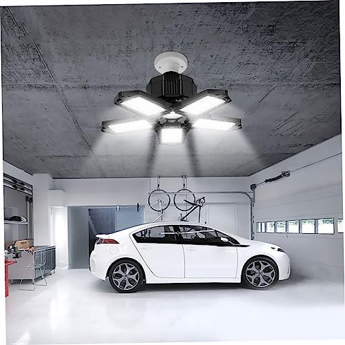 ORFOFE Five Leaves Garage Light Garage Flush Light Decorative Ceiling Lights Deformable Lamp Wide-Angle Garage Lights Overhead LED Shop Lights Flush Mount Ceiling Lights Plastic Black