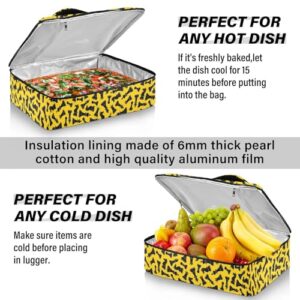 Kcldeci Insulated Thermal Food Carrier Insulated Casserole Carrier for Hot or Cold Food,Yellow Chess Pieces Insulated Tote Bag for Potluck Cookouts Parties Picnic,Lasagna Lugger