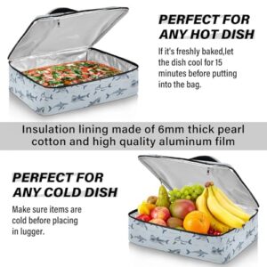 Kcldeci Insulated Thermal Food Carrier Insulated Casserole Carrier for Hot or Cold Food,Shark Sea Animal Insulated Tote Bag for Potluck Cookouts Parties Picnic,Lasagna Lugger