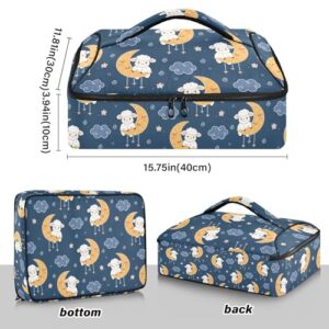 Kcldeci Insulated Thermal Food Carrier Insulated Casserole Carrier for Hot or Cold Food,Cute Sheep on The Moon Insulated Tote Bag for Potluck Cookouts Parties Picnic,Lasagna Lugger