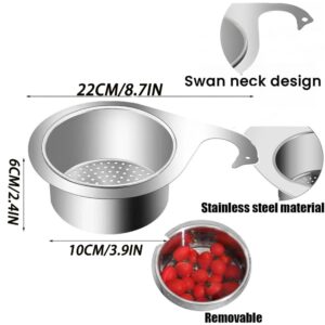 2PCS Stainless Steel Swan Sink Strainer Basket, 2024 New Multifunction Hanging Sink Strainer Colander Drain Basket, Corner Sink Strainer, Kitchen Sink Drain Strainer (A-2PCS)