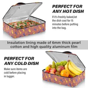 Kcldeci Insulated Thermal Food Carrier Insulated Casserole Carrier for Hot or Cold Food,Yellow and Blue Chess Figures Insulated Tote Bag for Potluck Cookouts Parties Picnic,Lasagna Lugger