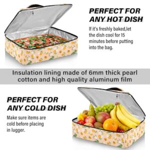 Kcldeci Insulated Thermal Food Carrier Insulated Casserole Carrier for Hot or Cold Food,Crocodile and Oranges Insulated Tote Bag for Potluck Cookouts Parties Picnic,Lasagna Lugger