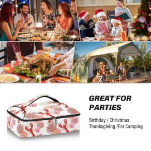 Kcldeci Insulated Thermal Food Carrier Insulated Casserole Carrier for Hot or Cold Food,Tropical Marine Lobster Corals Insulated Tote Bag for Potluck Cookouts Parties Picnic,Lasagna Lugger