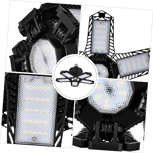 ORFOFE Five Leaves Garage Light Garage Flush Light Decorative Ceiling Lights Deformable Lamp Wide-Angle Garage Lights Overhead LED Shop Lights Flush Mount Ceiling Lights Plastic Black