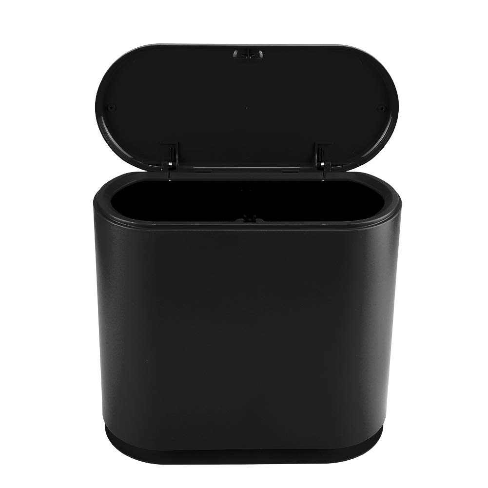 NAILPOWDER Double Layers Destop Trashbin Garbage Can Waste Classification for Office and Home Use Black